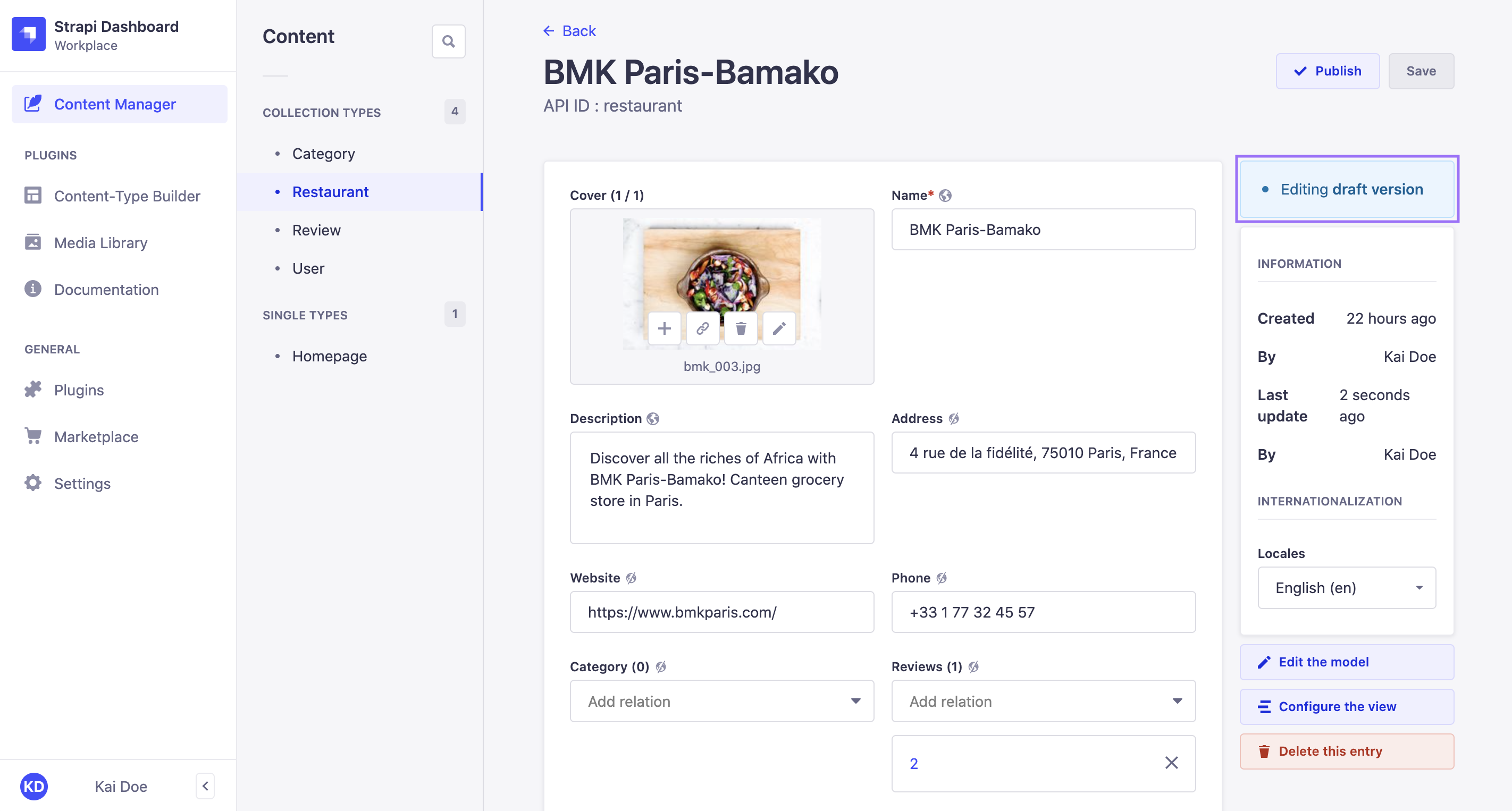 保存、发布和删除内容 | Strapi 中文网
