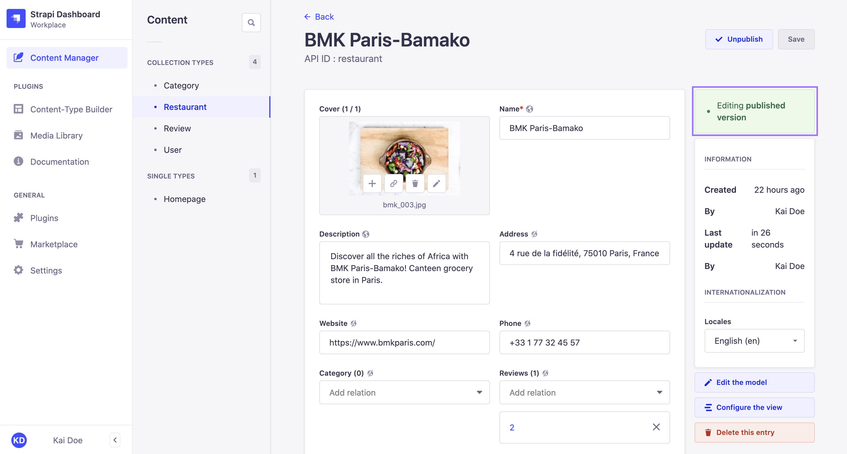 保存、发布和删除内容 | Strapi 中文网